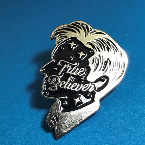 Jewelry | True Believer Silver And Black Enamel Pin Brooch | Poshmark
